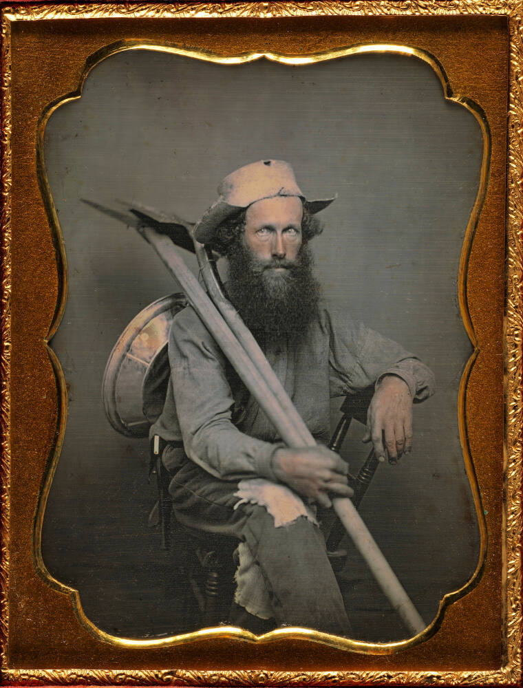 Portrait of a California gold miner with tools – Works – The Nelson ...